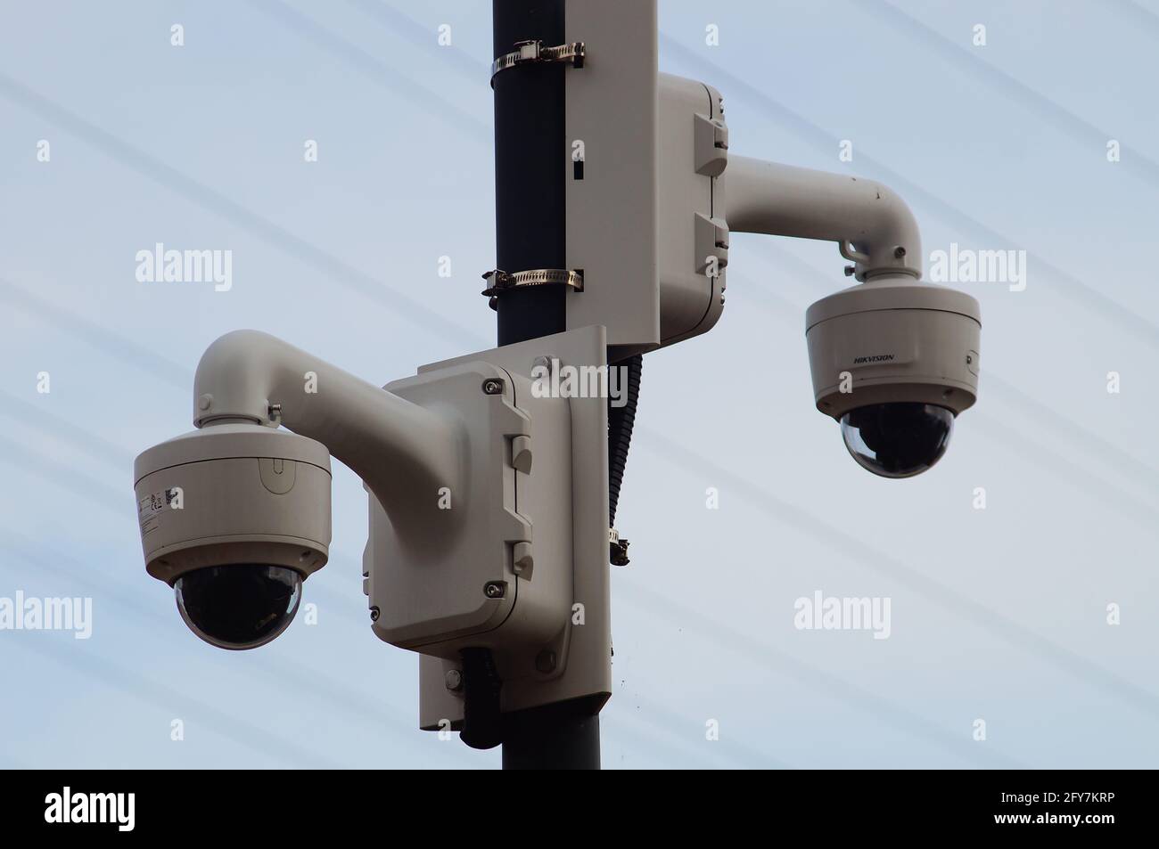 Modern surveillance technology on a company premises. The number of ...