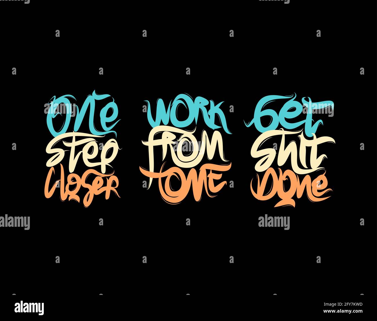 Set lettering text on black background in vector illustration Stock ...