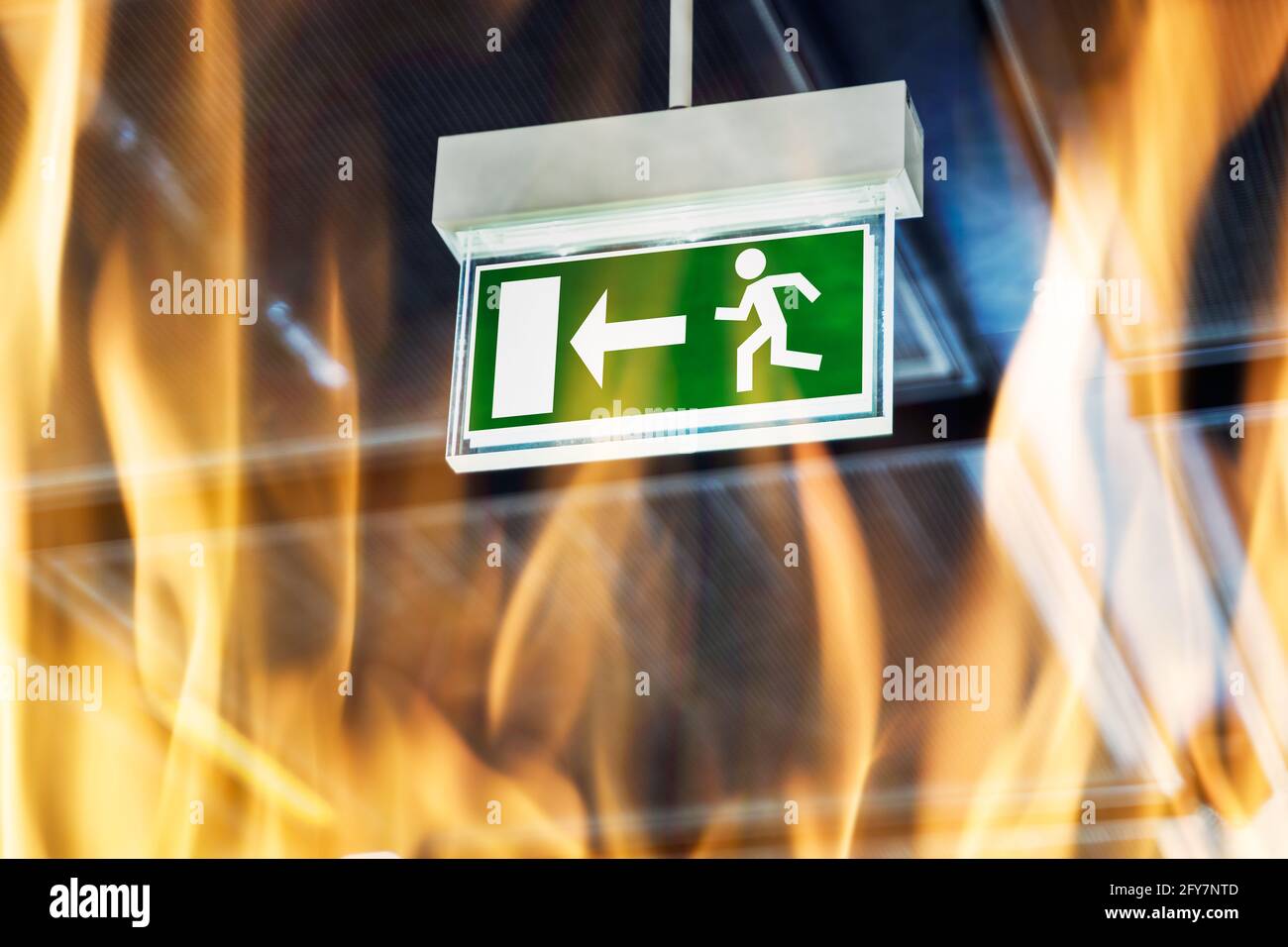 Fire Escape. Emergency Evacuation Exit Door Sign Stock Photo - Alamy
