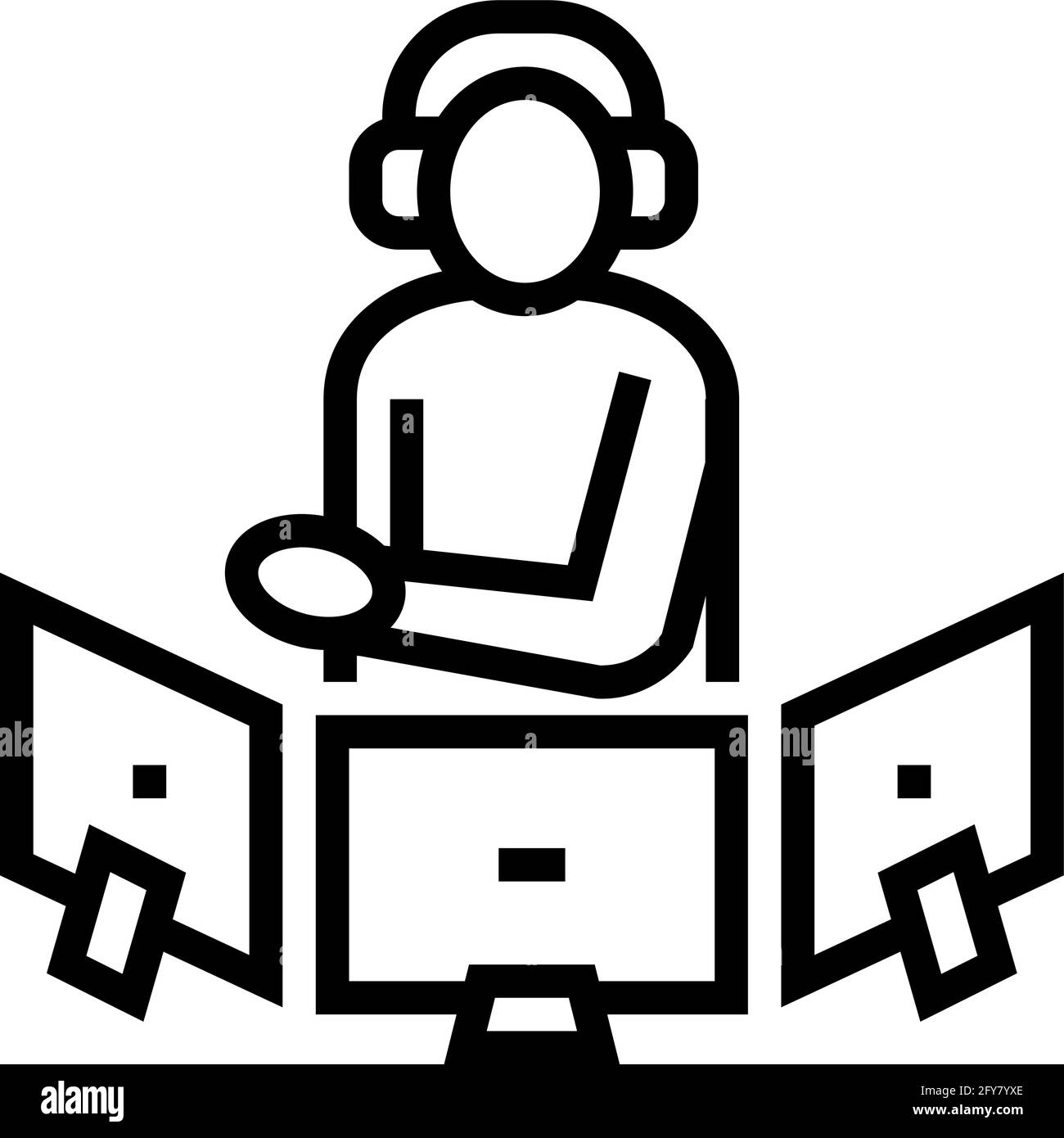 dispatcher controlling flight way line icon vector illustration Stock ...