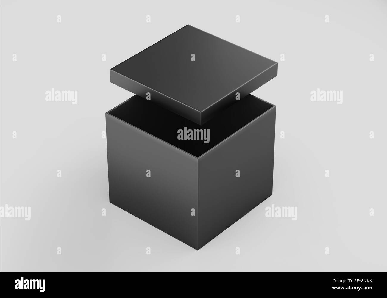 Black Square Box Mockup, Dark paper cardboard box container, 3d ...