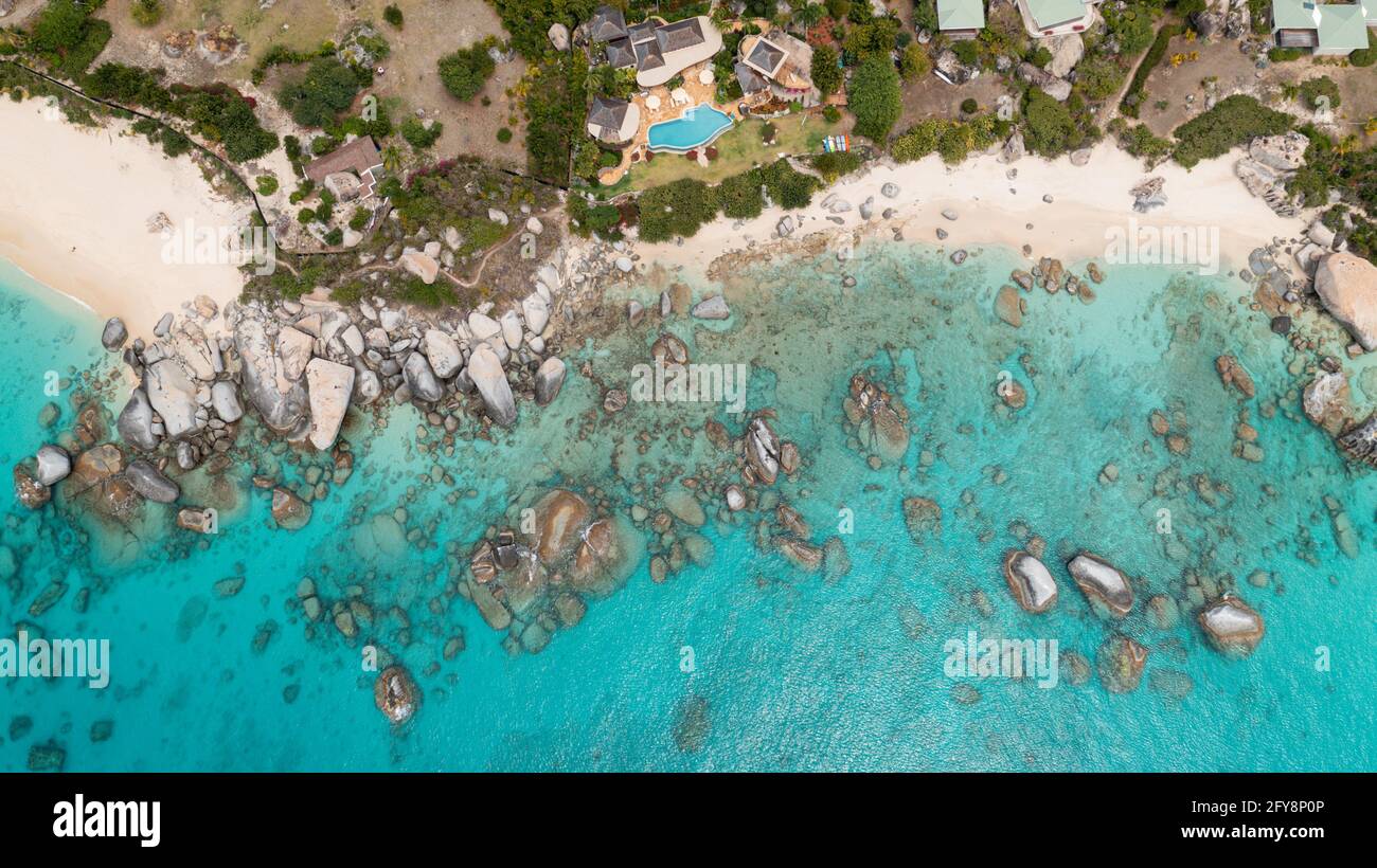 Aerial View of Beach with Sailboats in Virgin Gorda, BVI - No. 2 Stock ...