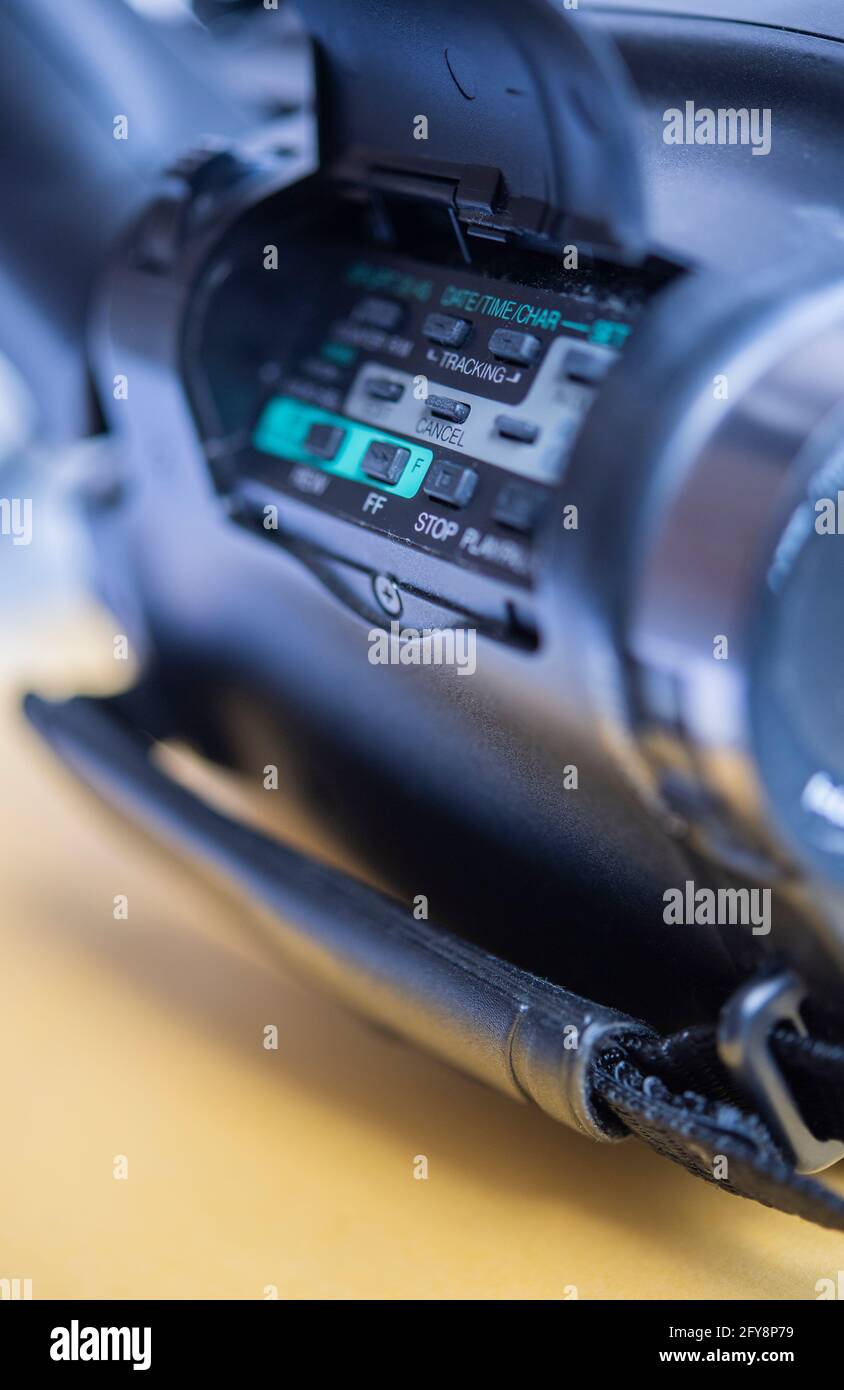 Detail of the controls on a compact video camera Stock Photo - Alamy
