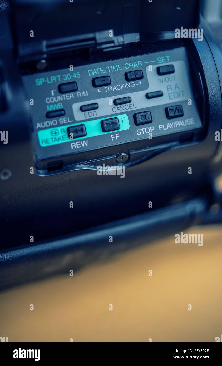 Detail of the controls on a compact video camera Stock Photo - Alamy