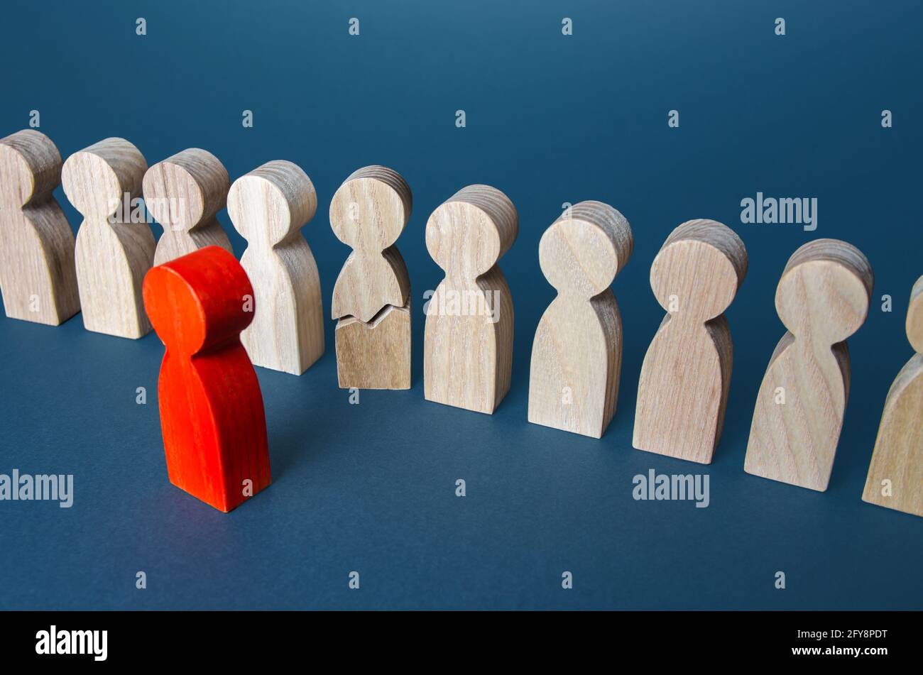 Red man puts moral pressure on the cracked man. Weak link. Concept of ...