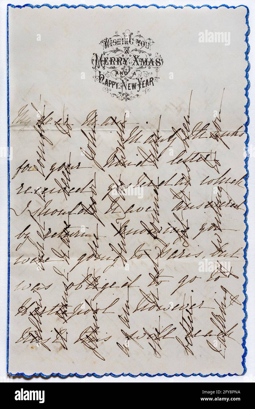 Victorian Christmas and New Year greetings letter mailed in 1866 and ...