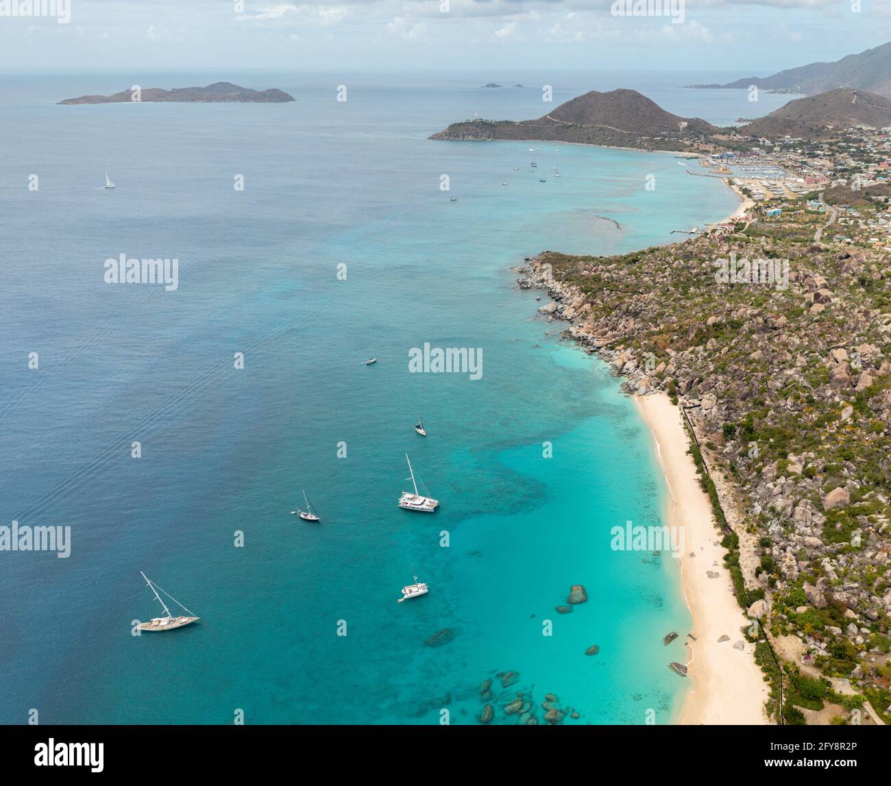Aerial View of Beach with Sailboats in Virgin Gorda, BVI - No. 5 Stock ...