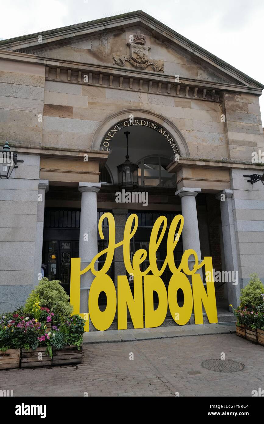 Hello London Sign, Covent Garden Stock Photo - Alamy