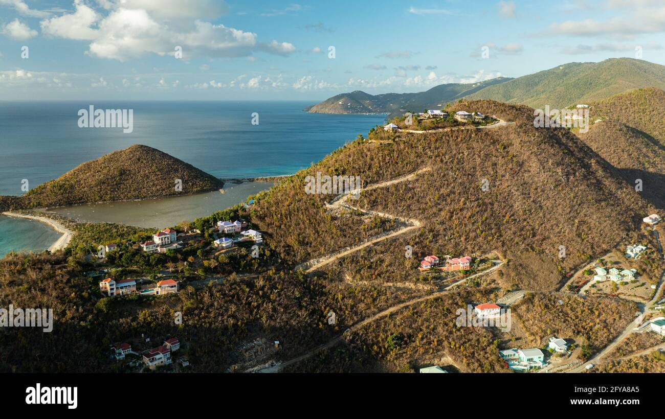Aerial View of Sopers Island Switchbacks, BVI Stock Photo - Alamy