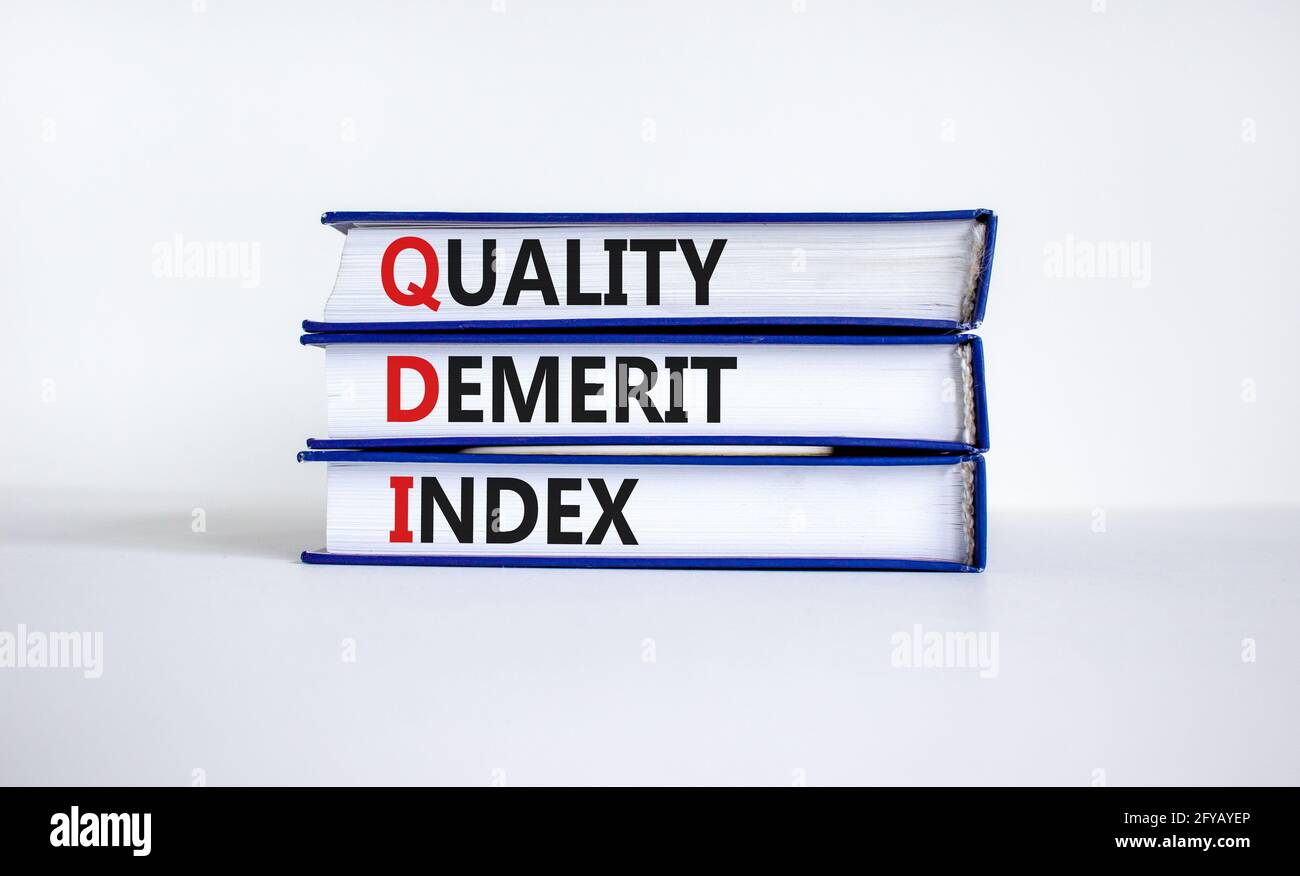 QDI, quality demerit index symbol. Books with words 'QDI, quality ...