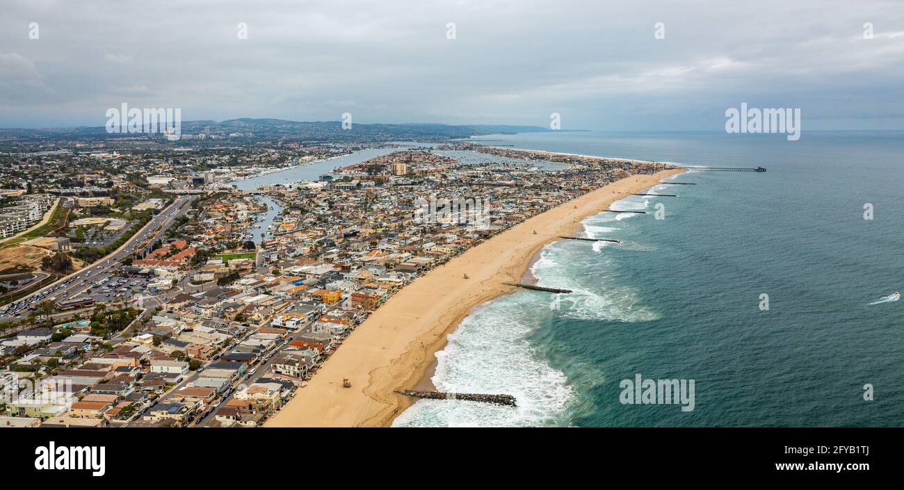 Aerial View of Newport Beach Coastline and Jetties, California - No. 1 ...