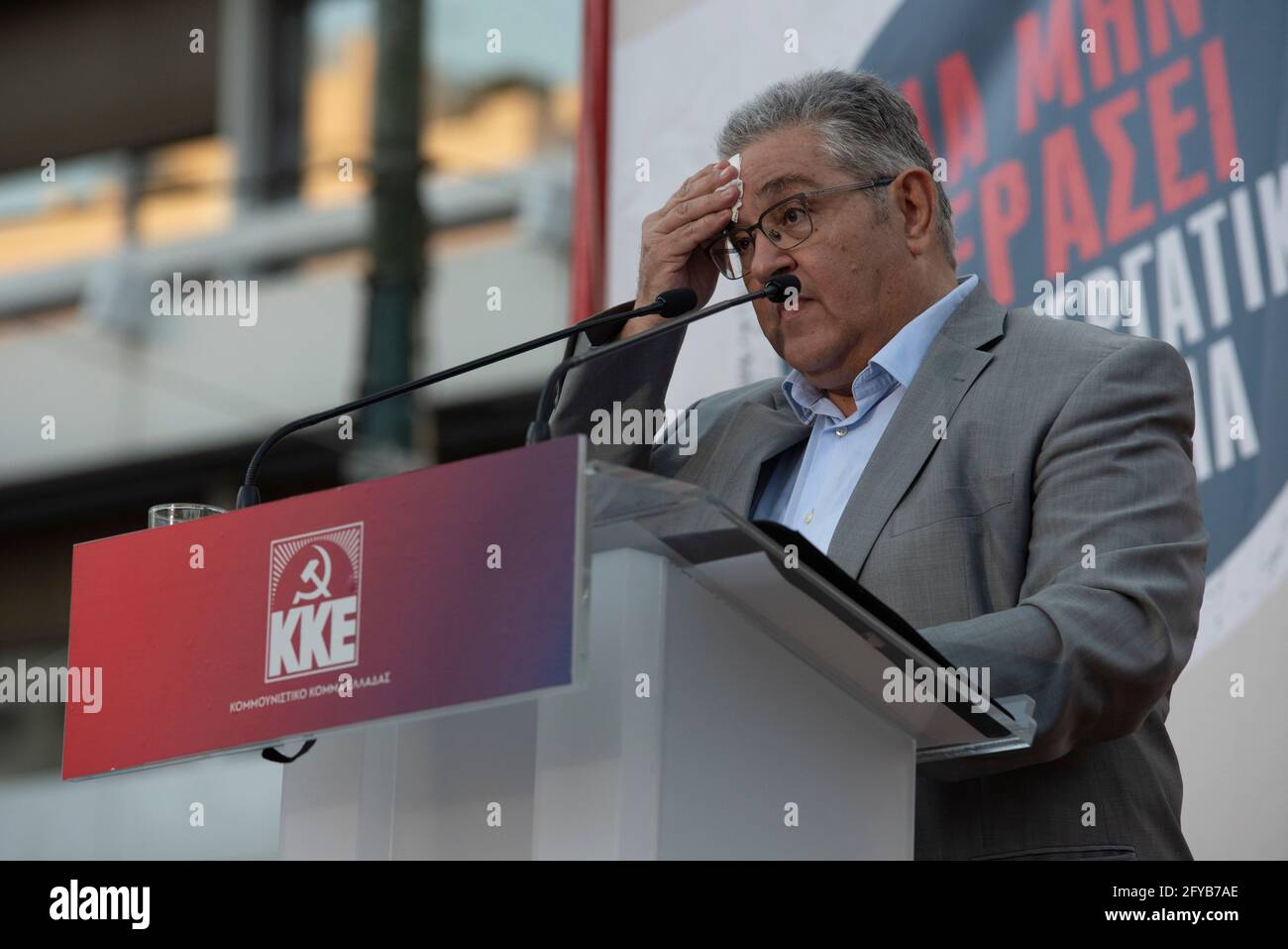 Athens, Greece. 27th May, 2021. DIMITRIS KOUTSOUMBAS, General Secretary ... Athens, Greece. 27th May, 2021. DIMITRIS KOUTSOUMBAS, General Secretary ...