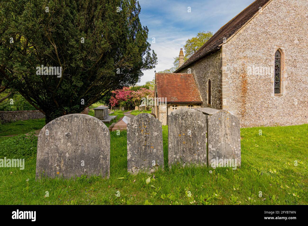 The entrance to the St. John the Baptist village church, Findon, West ...