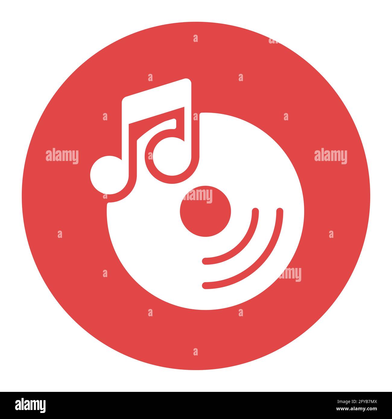 Disc and music note vector white glyph icon. Music sign. Graph symbol ...