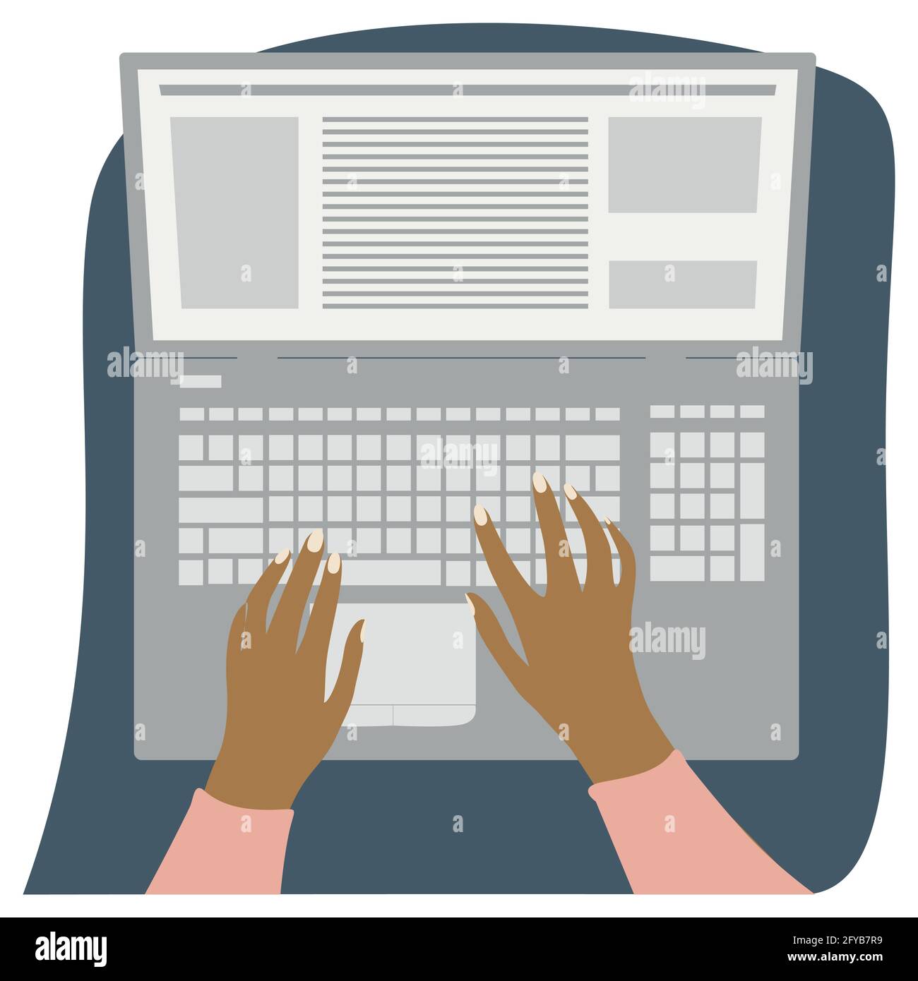 Human writing article for website. Laptop and hands on the keyboard ...