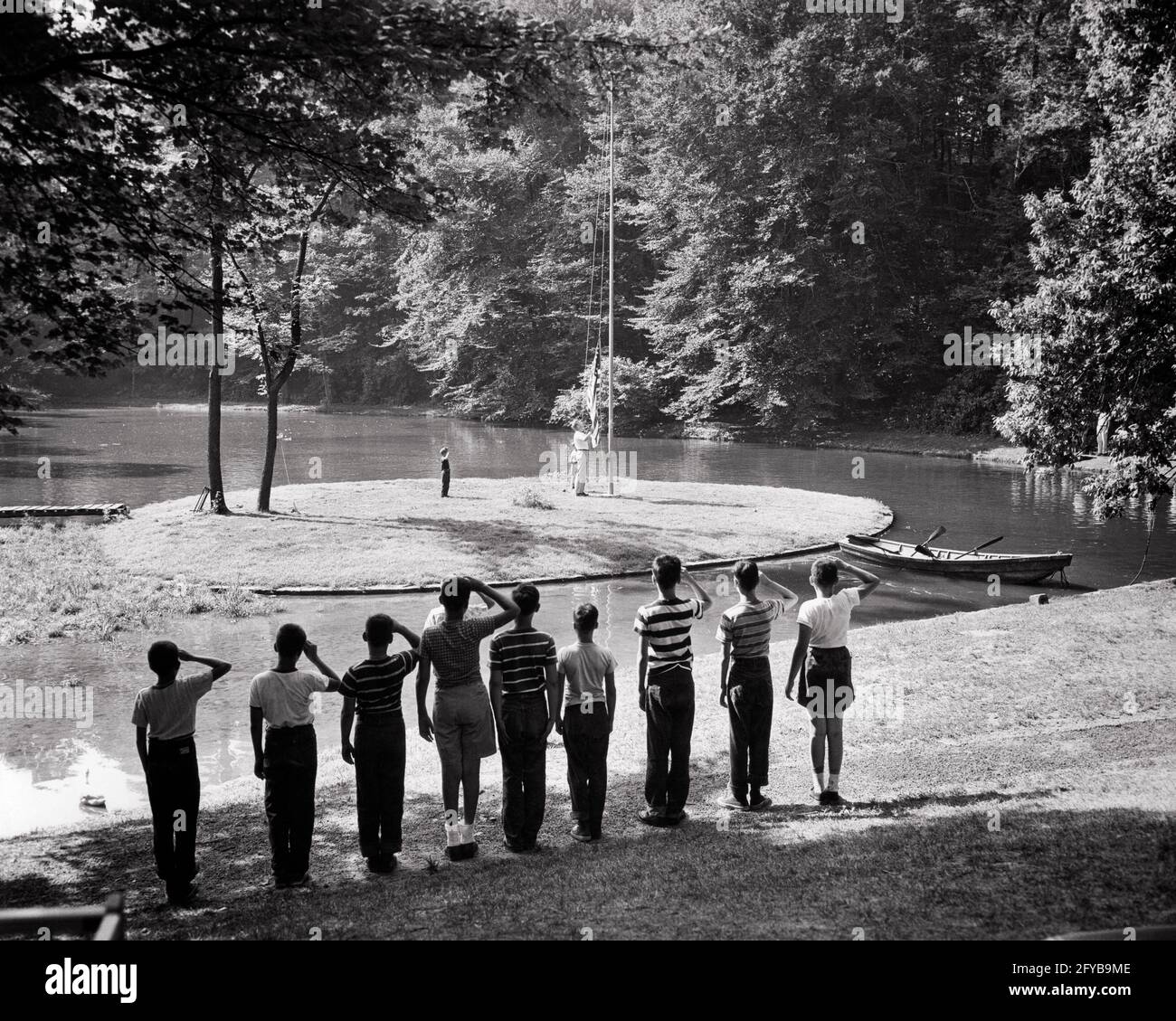 1950s flag raising hi-res stock photography and images - Alamy