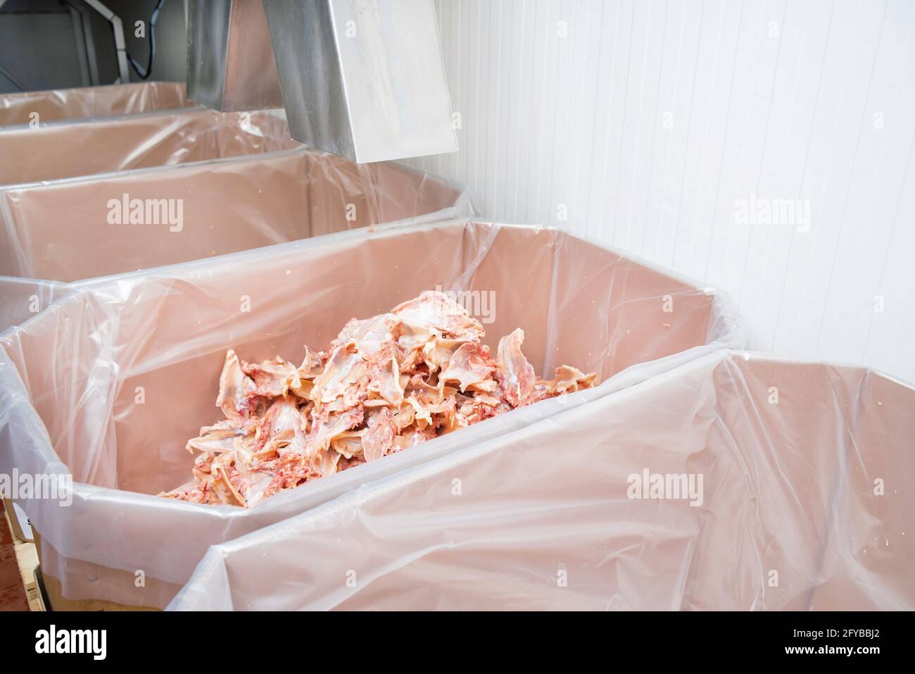 Meat processing plant.Production line of meat.Line for the production ...