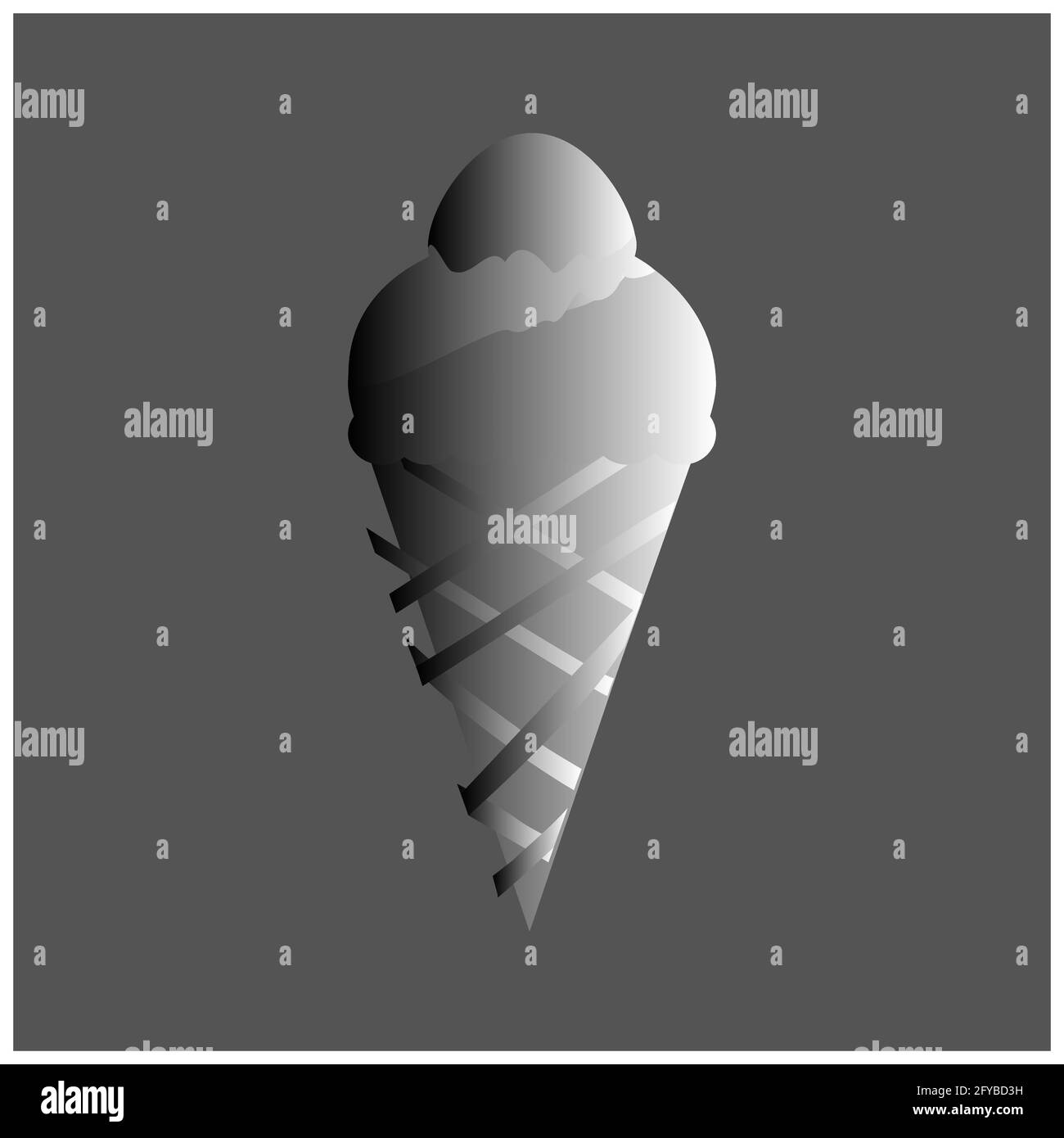 Colorless ice cream on grey background. Vector illustration for icon or ...