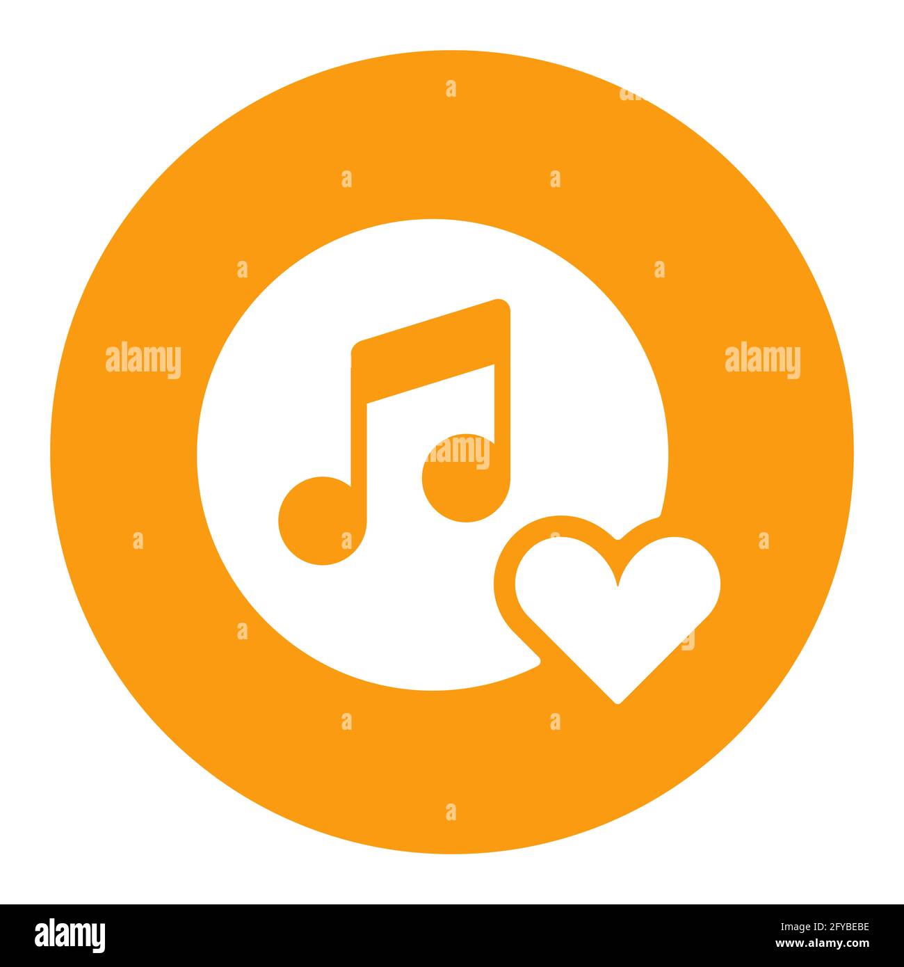 Musical note white glyph icon and favorite, like, love, care symbol ...