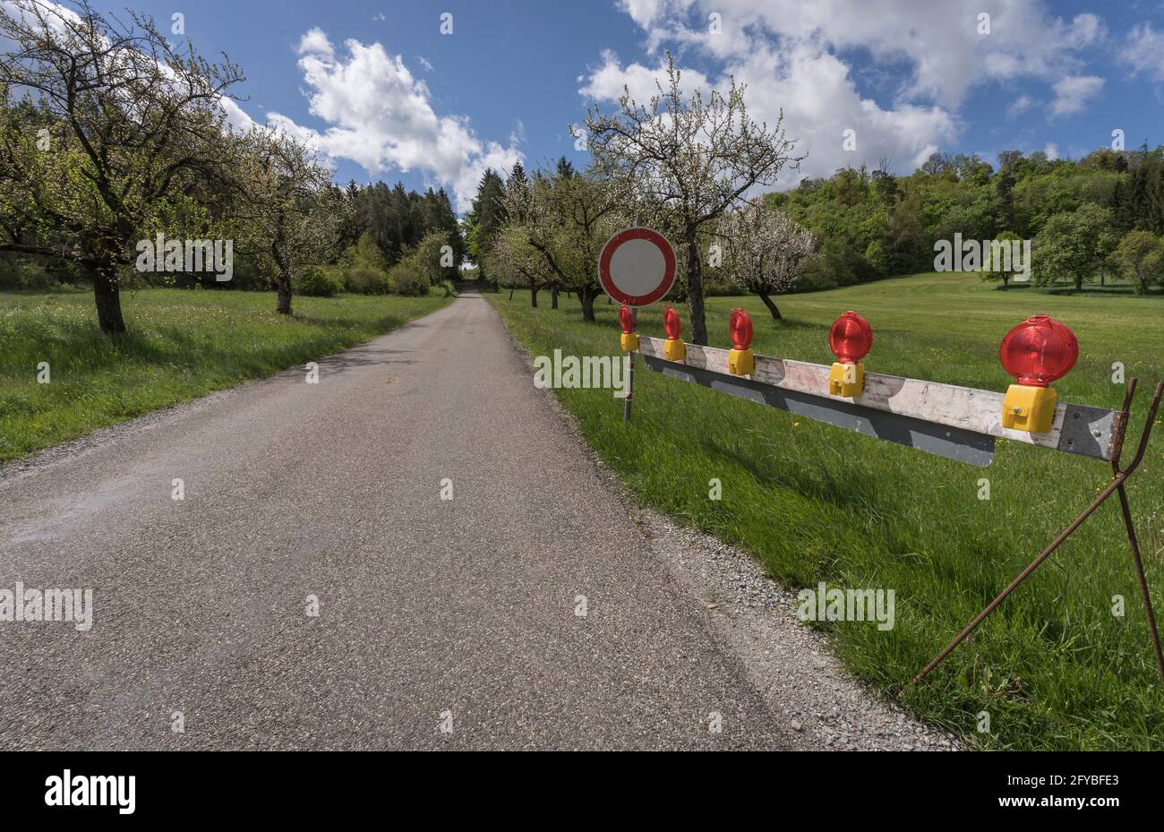 road blockade in a rural landscape Stock Photo - Alamy