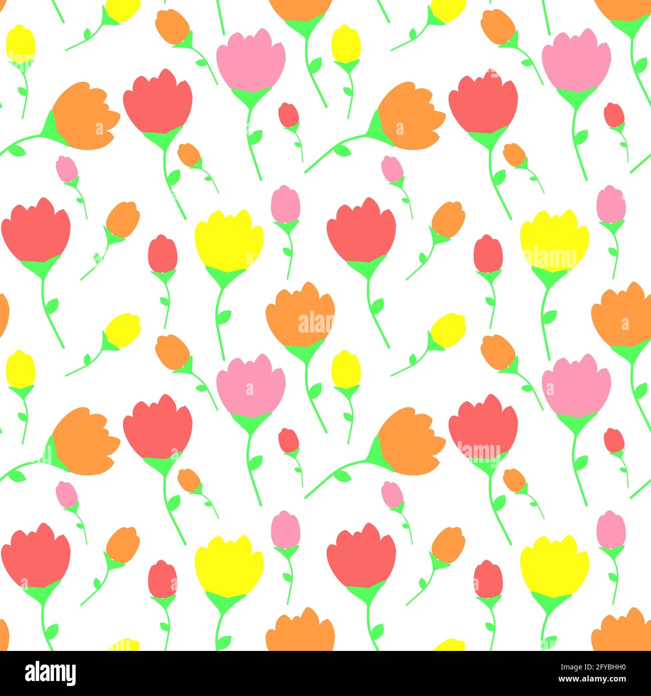 Multi-colored tulips. Vector seamless pattern for background. Print on ...