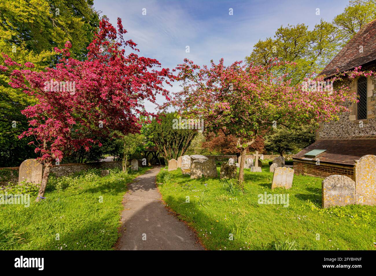 The path through the churchyard leading to the entrance of St. John the ...
