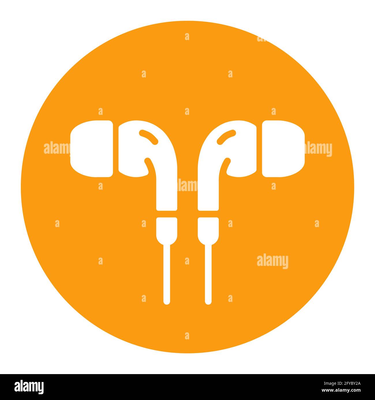 Earbuds headphone vector flat white glyph icon. Music sign. Graph ...