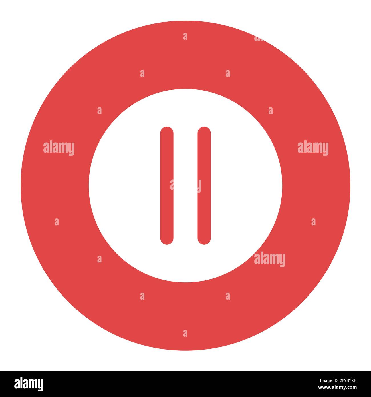 Pause button vector flat white glyph icon. Graph symbol for music and ...