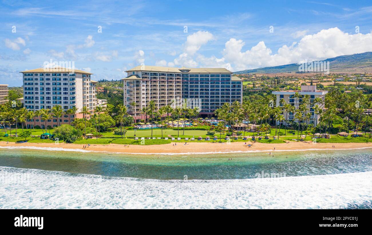 Aerial View of Maui, Hawaii Coast, Hotels on the Beach - No. 2 Stock ...