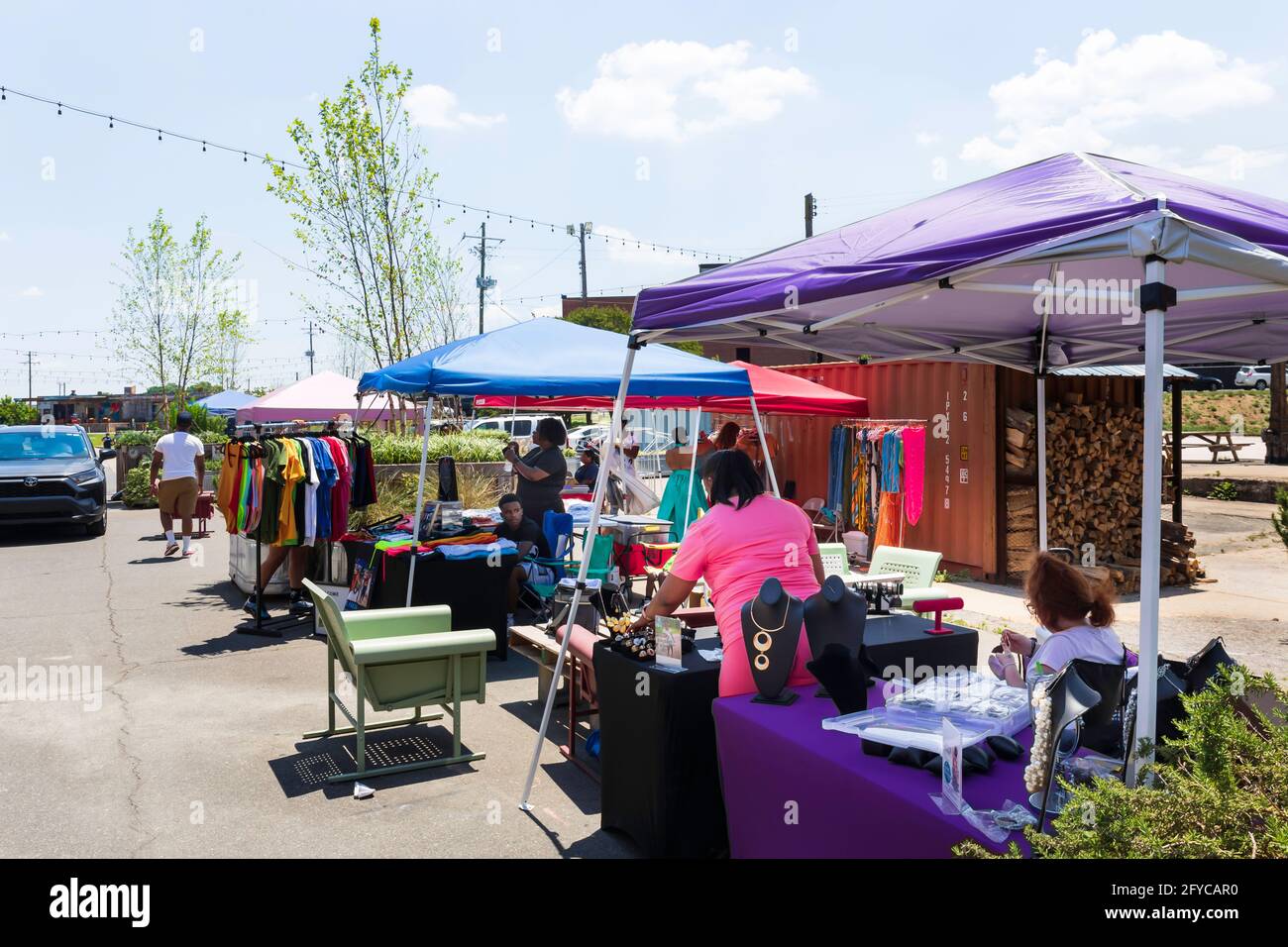 CHARLOTTE, NC, USA-23 MAY 2021: Camp North End on a Sunday, with vendor ...