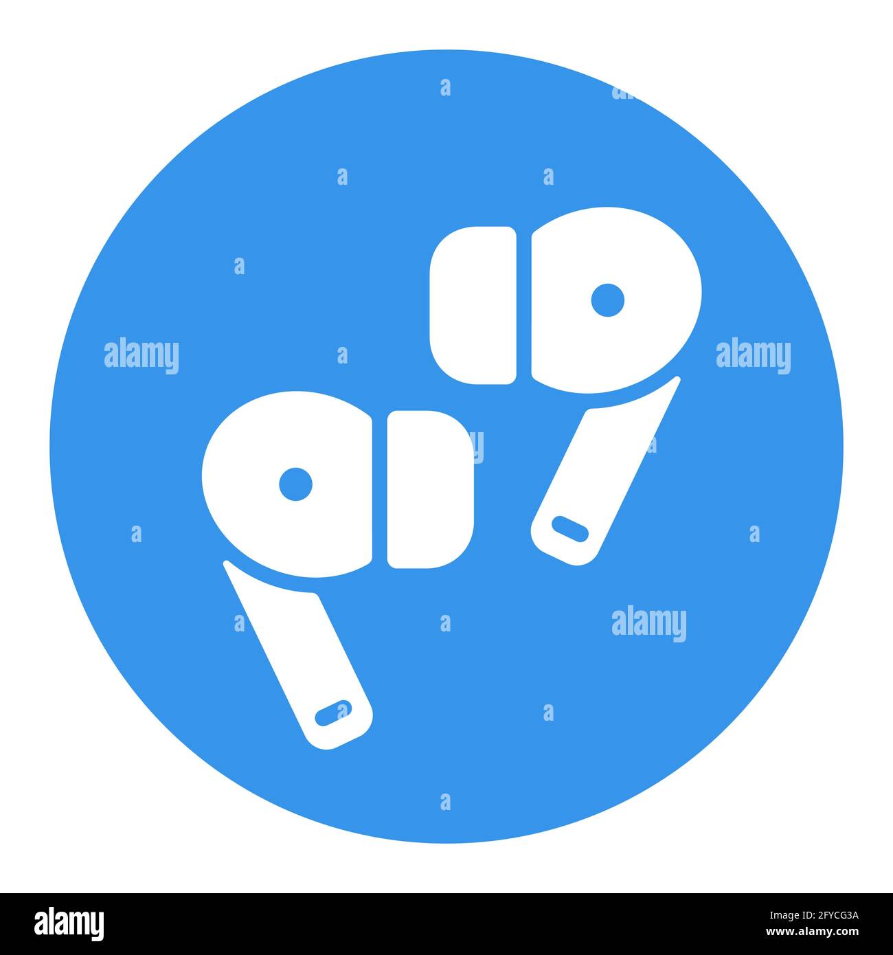 Pair of wireless earbud headphones vector white glyph icon. Graph ...