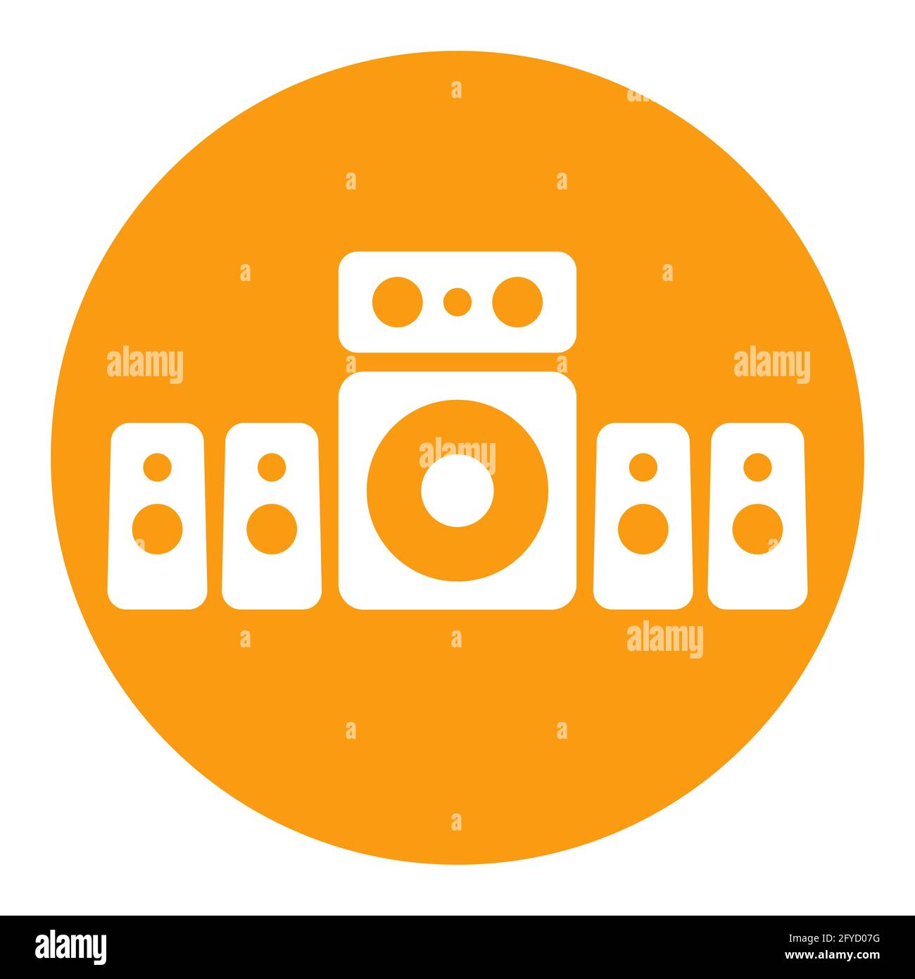 5.1 surround sound system vector white glyph icon. Graph symbol for ...