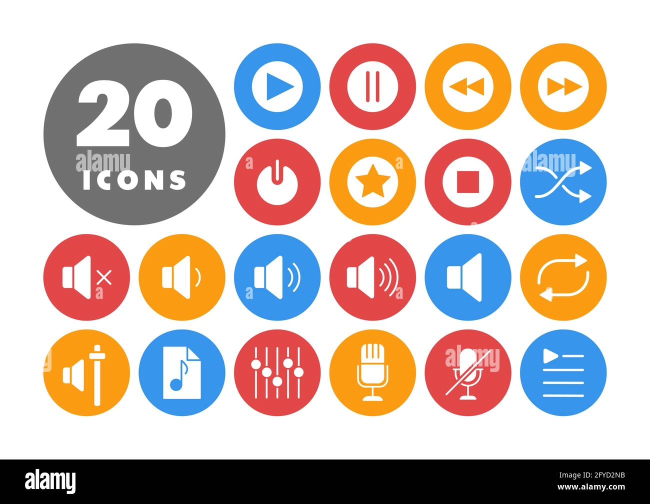 Multimedia user interface flat vector white glyph icons set. Graph ...
