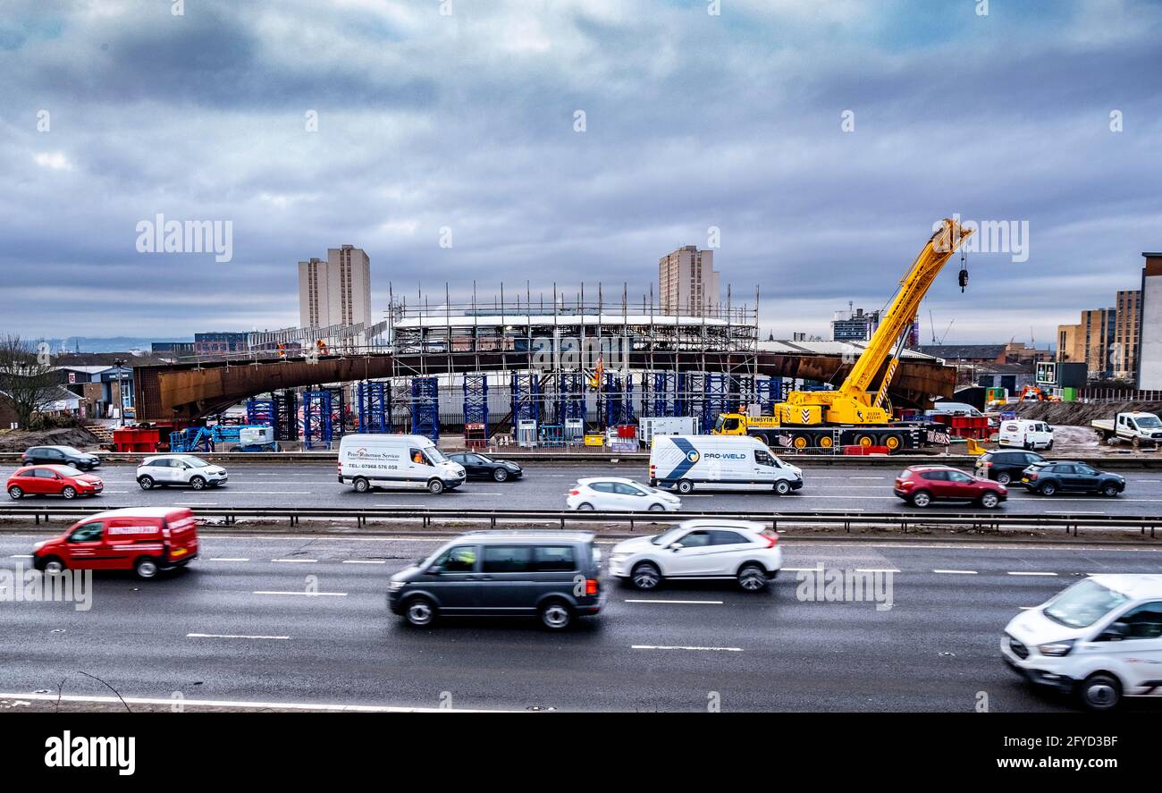 New Bridge being constructed and installed over M8 in Glasgow Stock ...