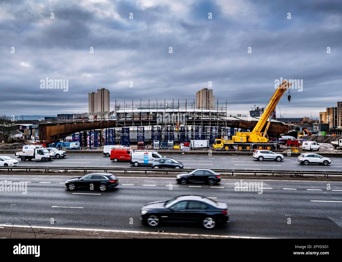 New Bridge being constructed and installed over M8 in Glasgow Stock ...