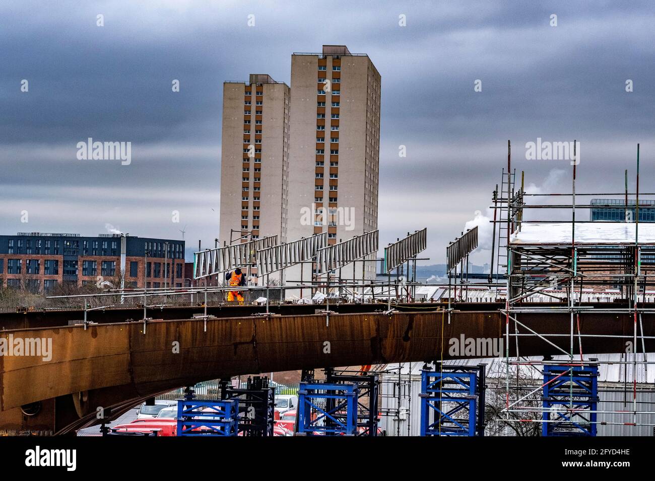 New Bridge being constructed and installed over M8 in Glasgow Stock ...