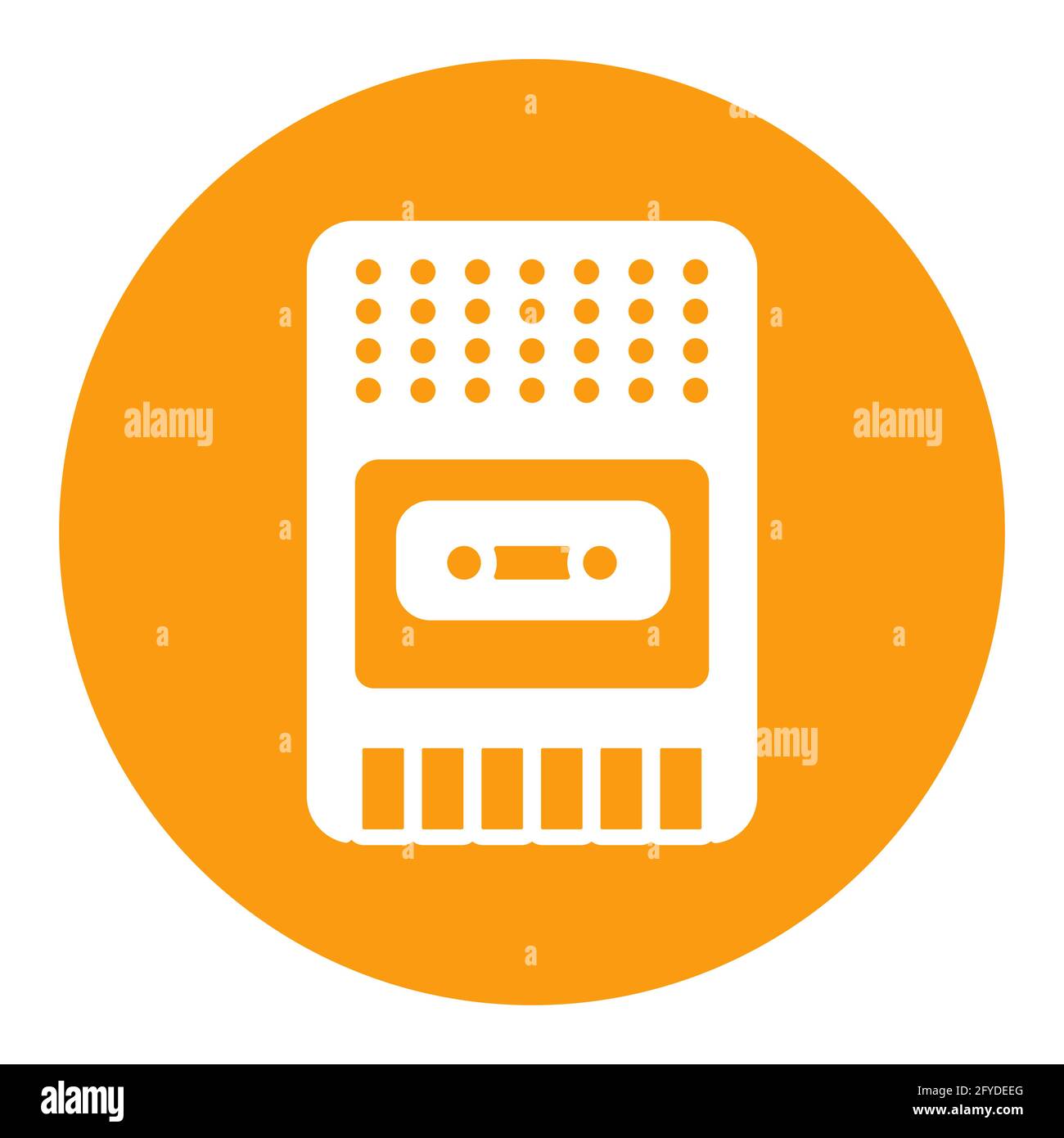 Vintage audio tape recorder vector white glyph icon. Graph symbol for ...