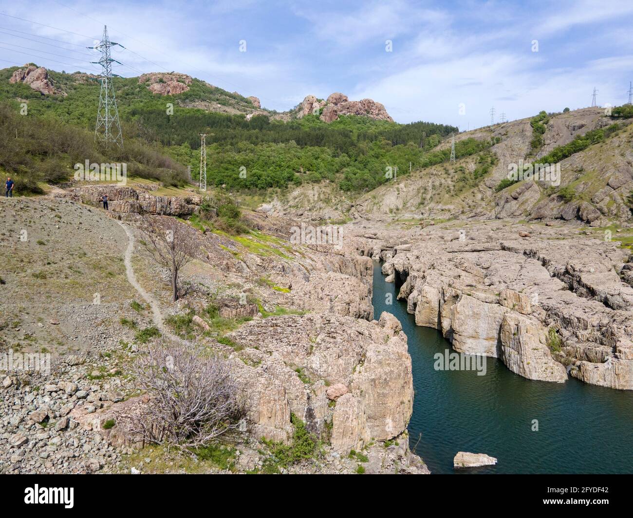 Aerial view of Sheytan Dere (Shaitan River) Canyon under the dam of ...