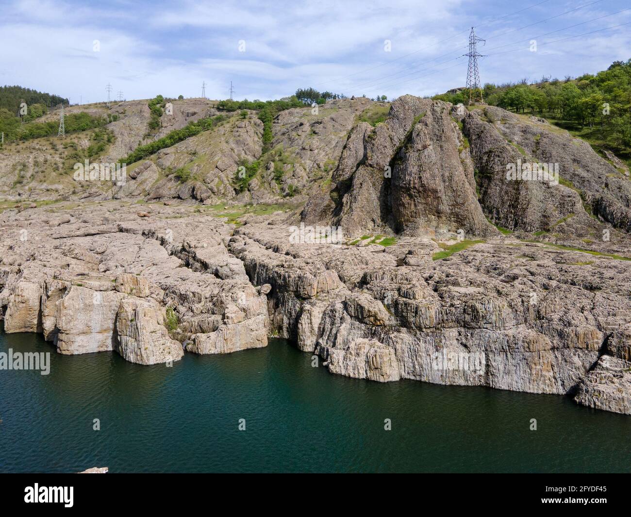 Aerial view of Sheytan Dere (Shaitan River) Canyon under the dam of ...