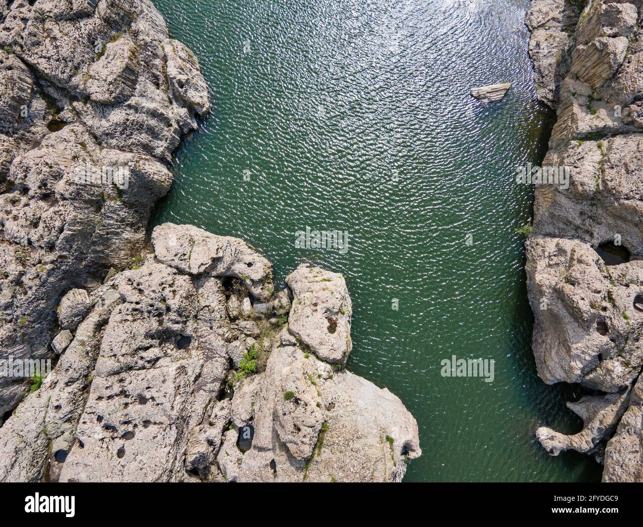 Aerial view of Sheytan Dere (Shaitan River) Canyon under the dam of ...