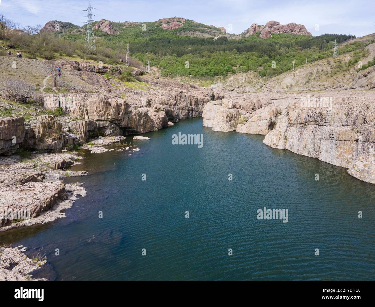 Aerial view of Sheytan Dere (Shaitan River) Canyon under the dam of ...