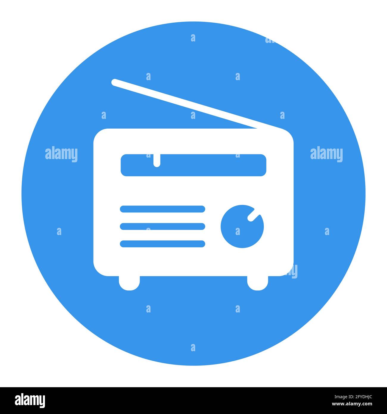 Retro radio vector flat white glyph icon. Graph symbol for music and ...