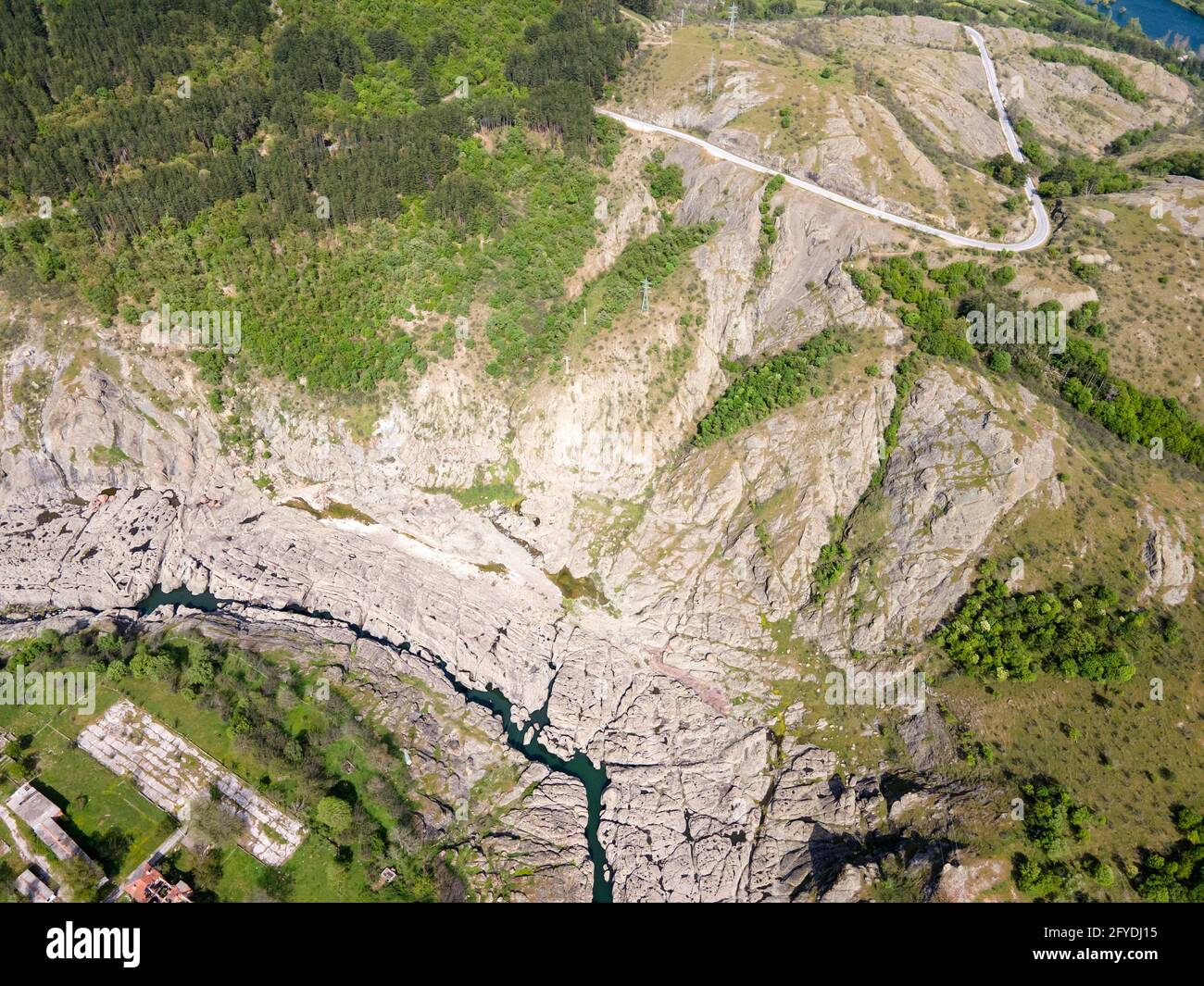 Aerial view of Sheytan Dere (Shaitan River) Canyon under the dam of ...