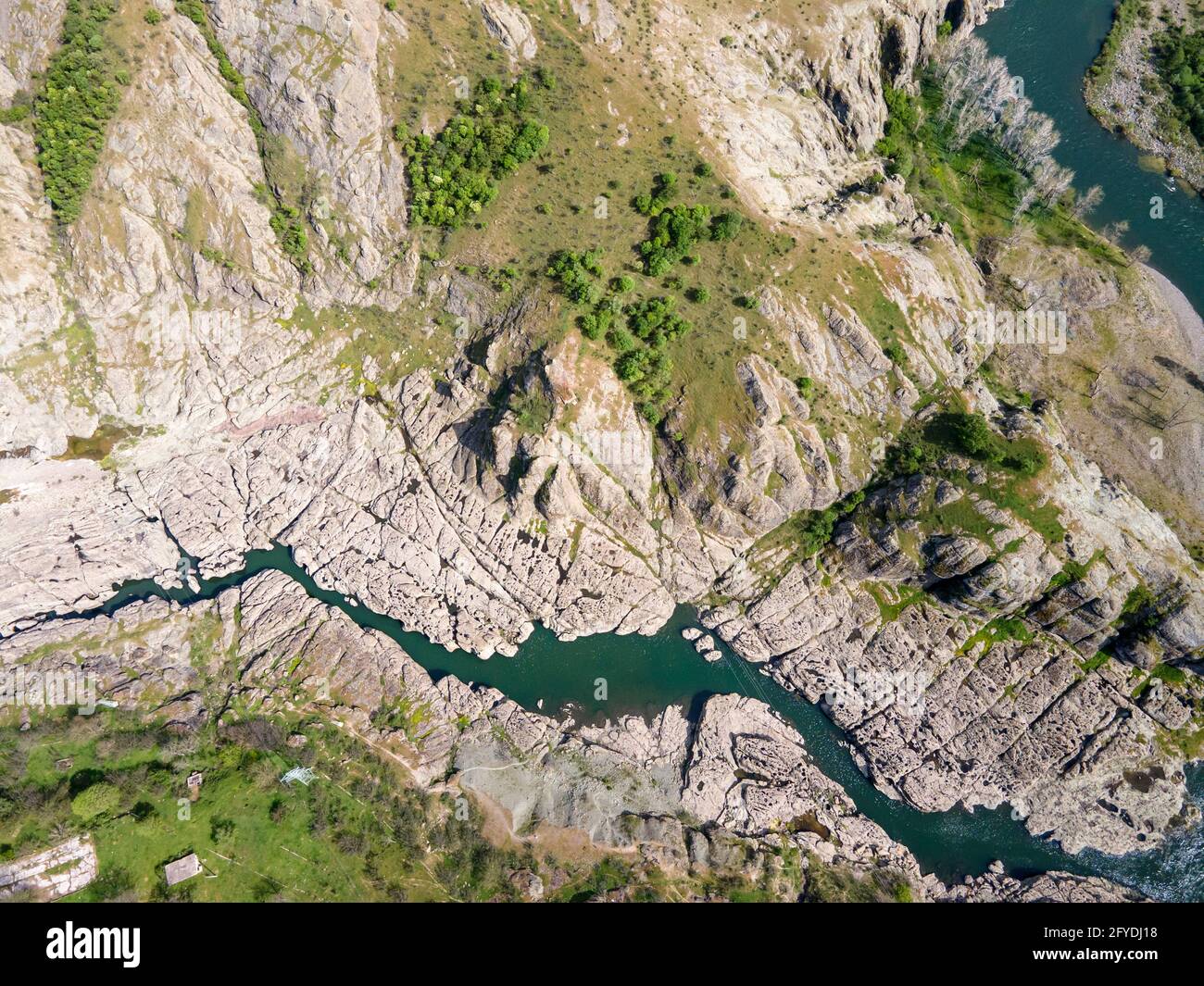 Aerial view of Sheytan Dere (Shaitan River) Canyon under the dam of ...
