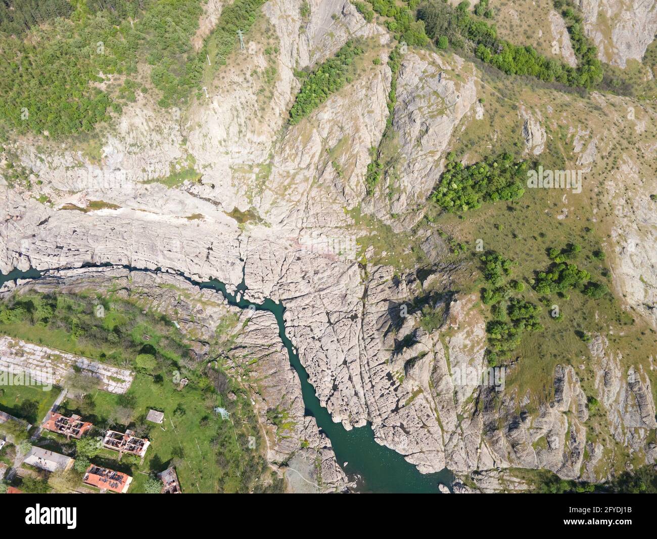 Aerial view of Sheytan Dere (Shaitan River) Canyon under the dam of ...