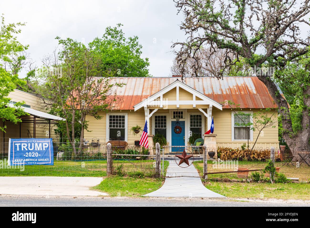 Waring, Texas, USA. April 14, 2021. Home with a Trump 2020 flag in ...