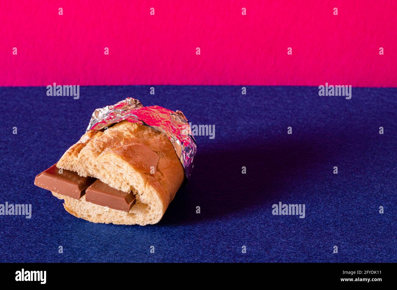 Closeup shot of a chocolate bar in a bread Stock Photo - Alamy