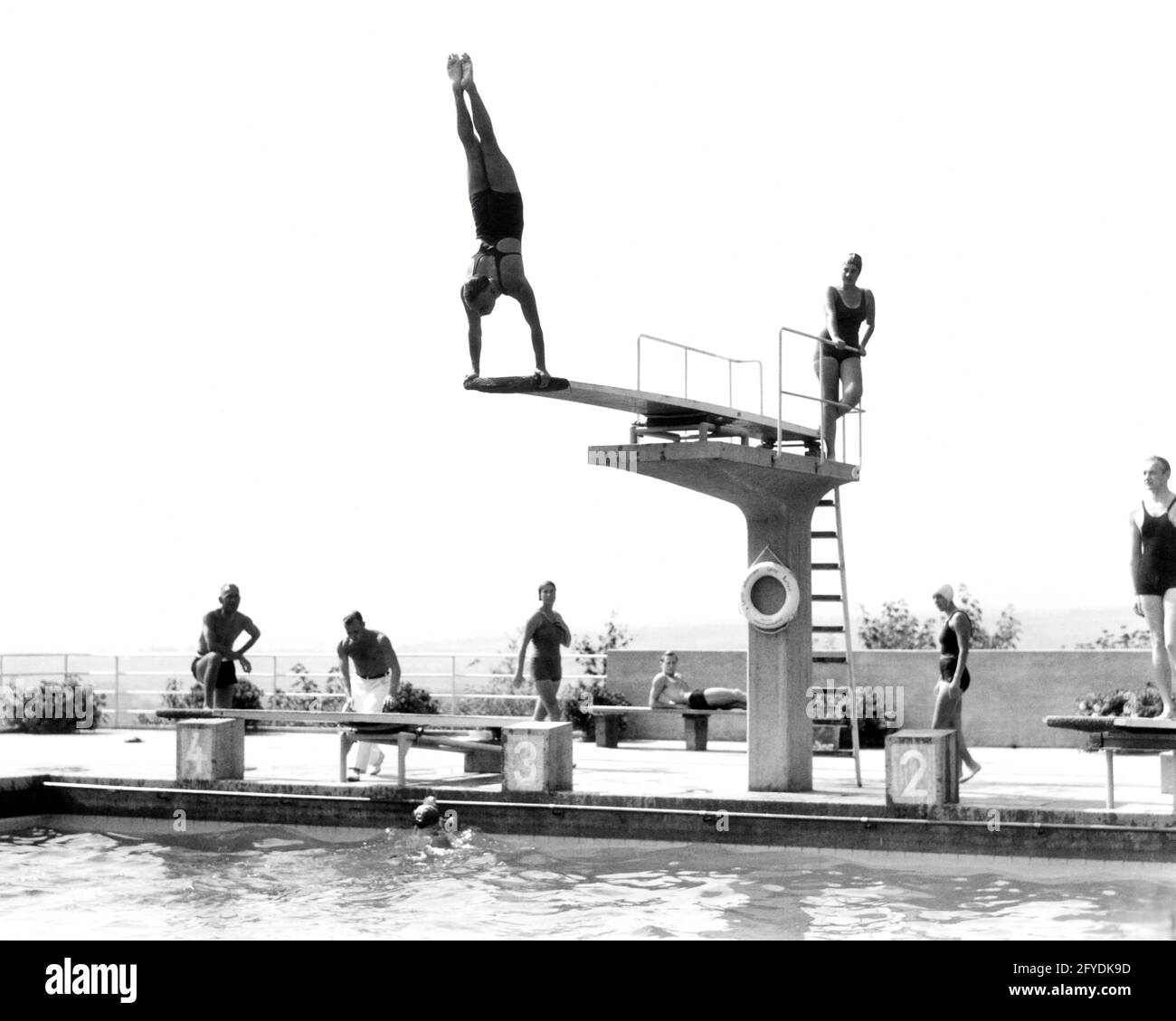 Vintage Diving Into Water