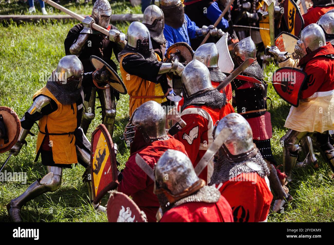 Battle of medieval knights on the battlefield, historical ...