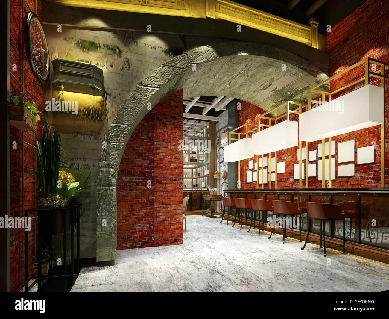 3d render of cafe restaurant Stock Photo - Alamy